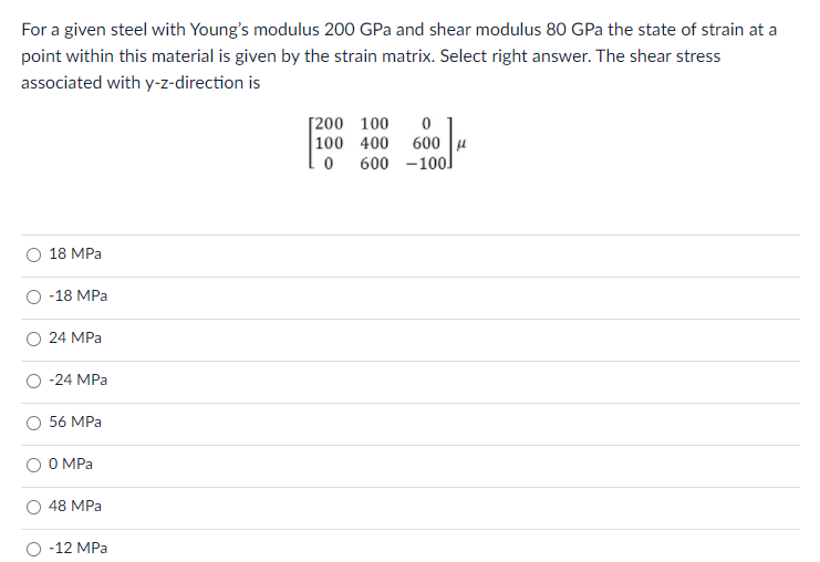 Solved For a given steel with Young's modulus 200 GPa and | Chegg.com