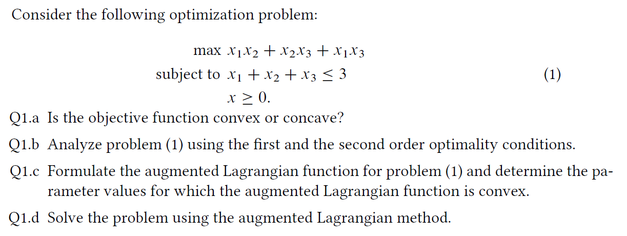 Consider the following optimization problem: max X1X2 | Chegg.com