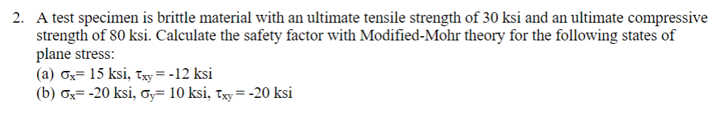 Solved 2. A test specimen is brittle material with an | Chegg.com