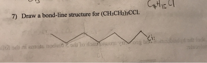 Solved 7) Draw a bond-line structure for (CH3CH2)sCcI. CT: | Chegg.com