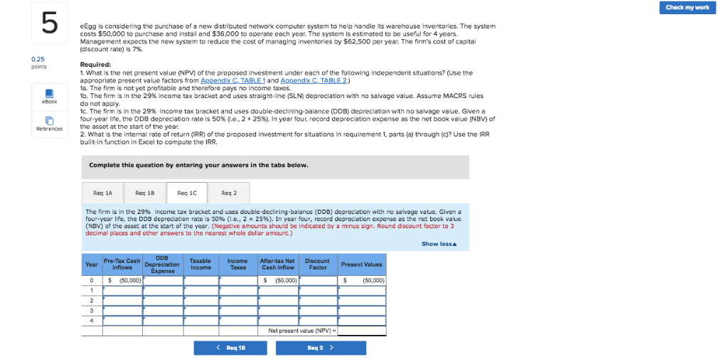 Solved Check my work eEgg is considering the purchase of a | Chegg.com