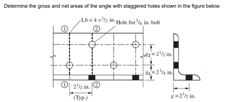 Solved Determine the gross and net areas of the angle with | Chegg.com