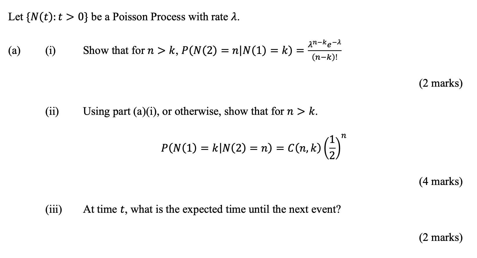 Solved Let {N(t):t>0} ﻿be a Poisson Process with rate | Chegg.com