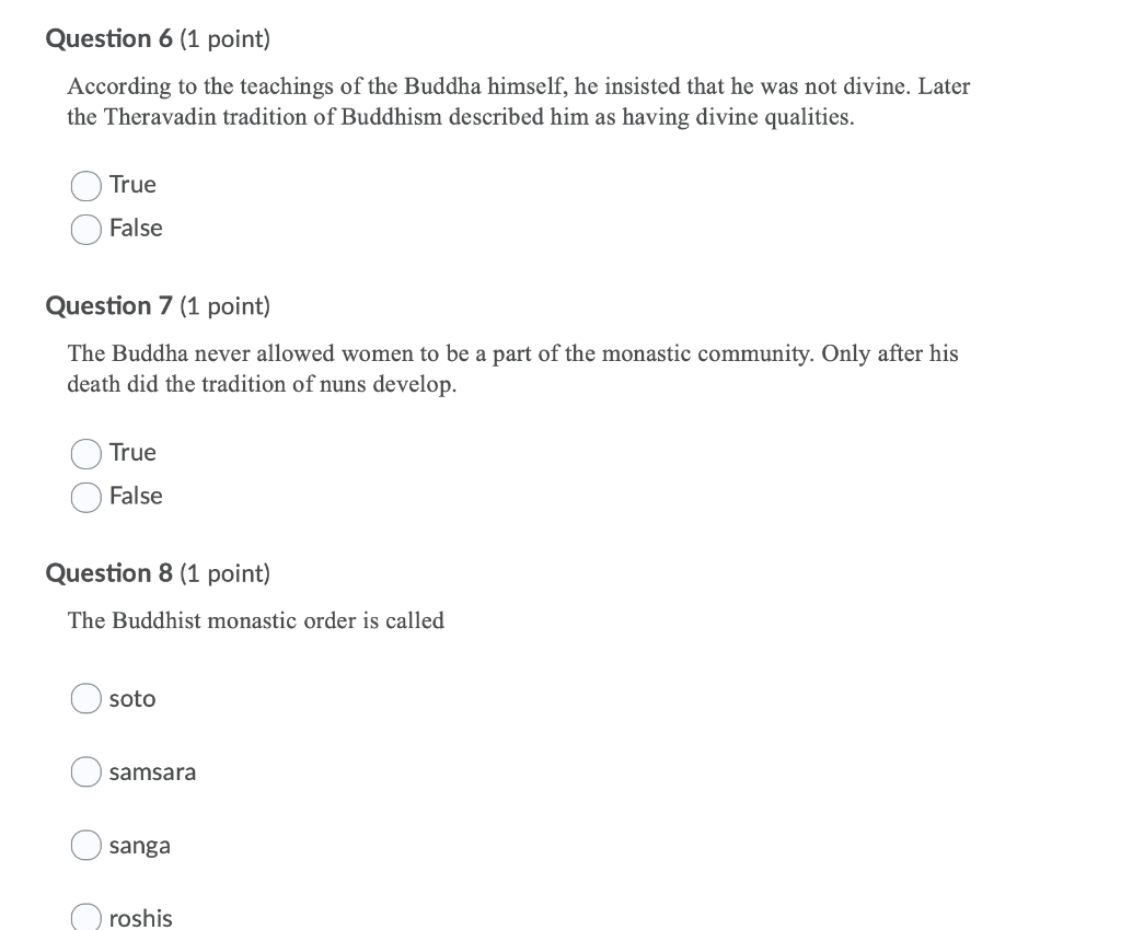 Solved Question 6 (1 point) According to the teachings of | Chegg.com