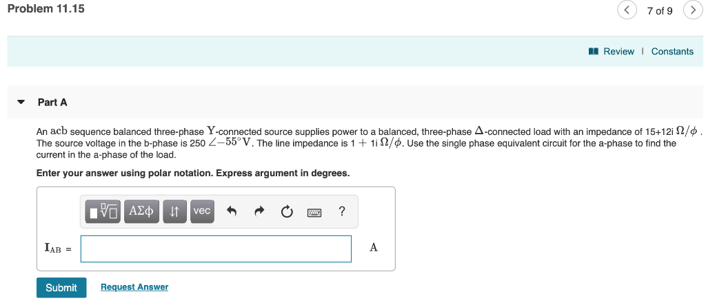 Solved Problem 11.15 7of 9 > Review Constants Part A An acb | Chegg.com