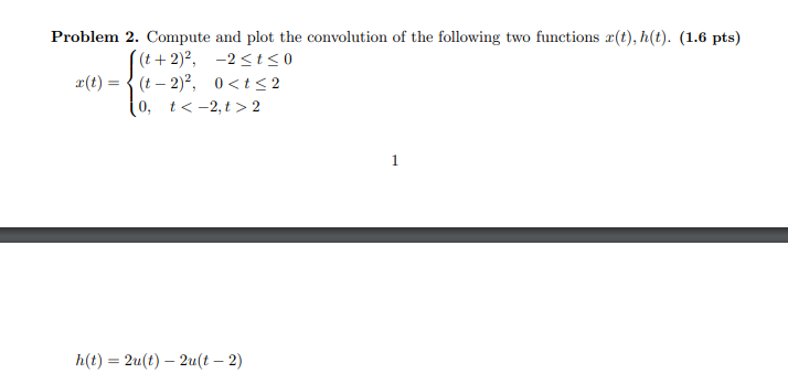 Solved Problem 2. ﻿Compute and plot the convolution of ﻿the | Chegg.com