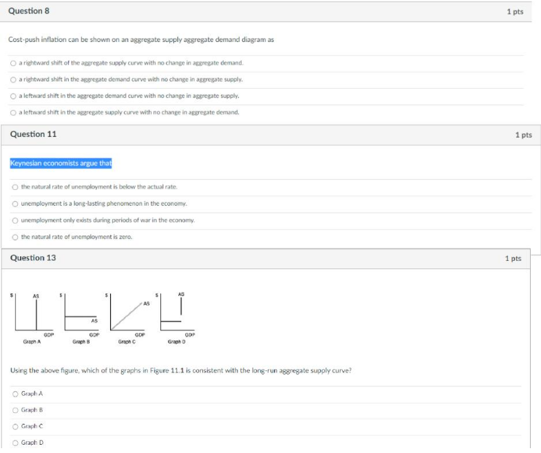 Solved Cost Push Inflation Can Be Shown On An Aggregate Chegg