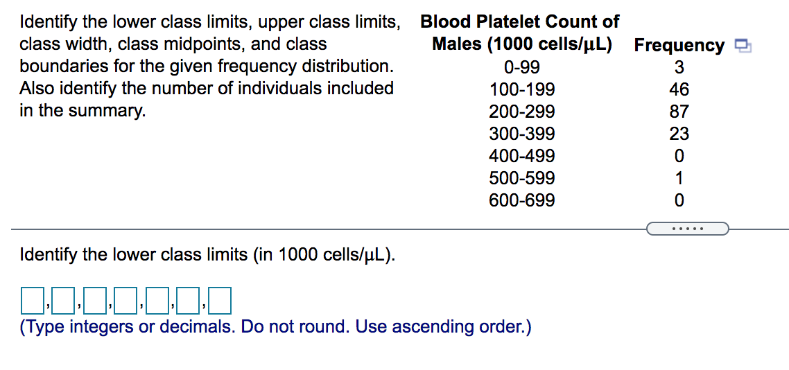 Solved Identify The Lower Class Limits Upper Class Limits 7683