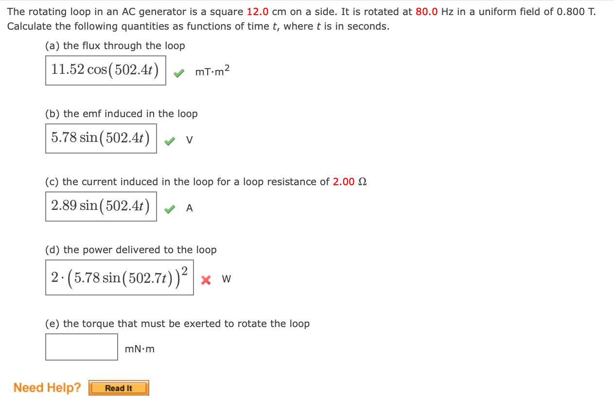Solved le rotating loop in an AC generator is a square 12.0 | Chegg.com
