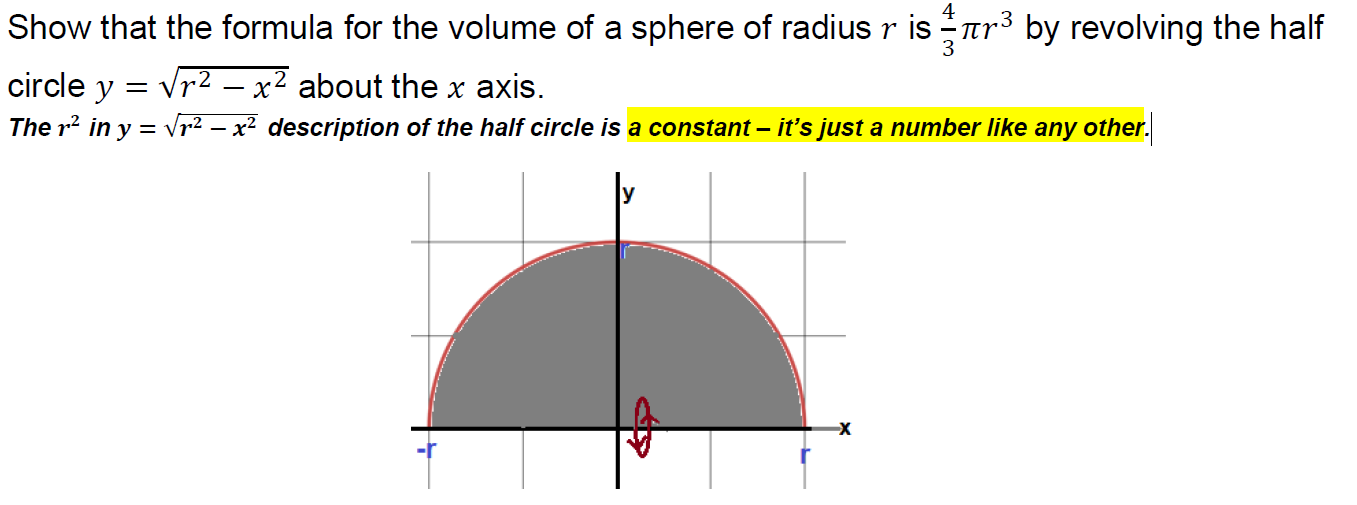 Solved Show that the formula for the volume of a sphere of | Chegg.com