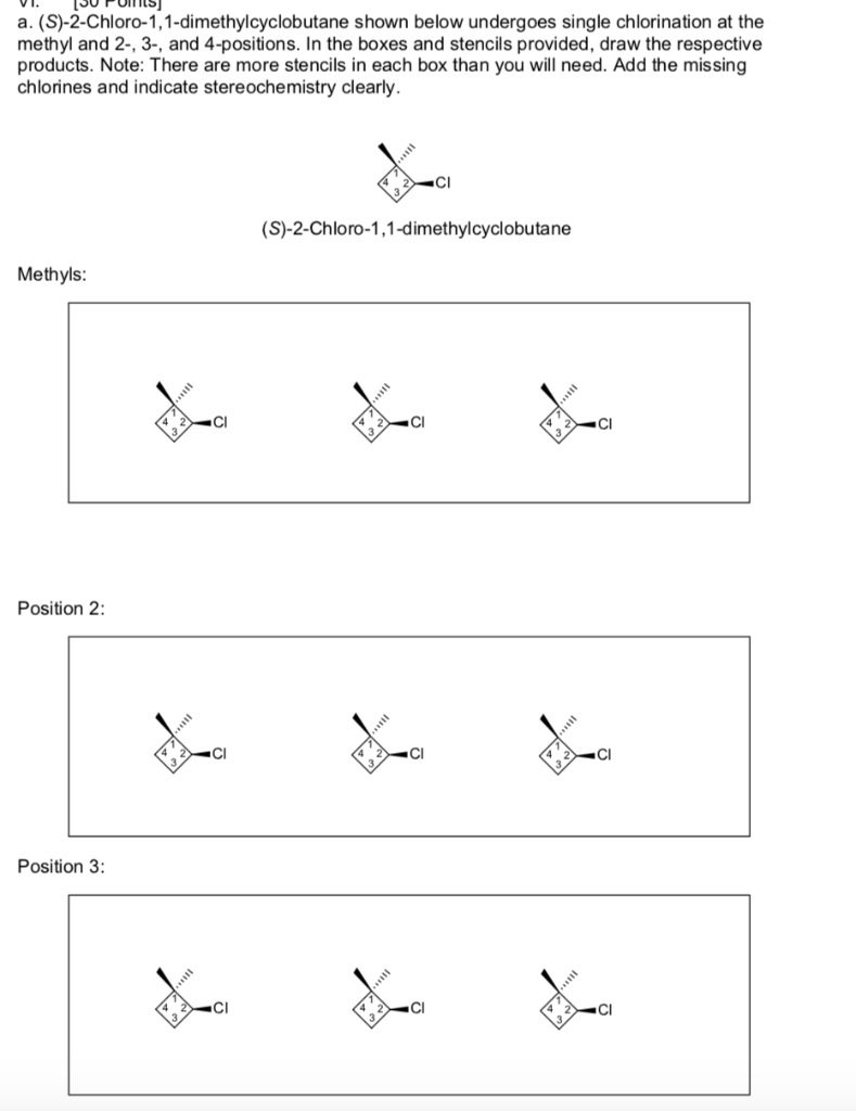 Solved V I. a. (S)-2-Chloro-1,1-dimethylcyclobutane shown | Chegg.com