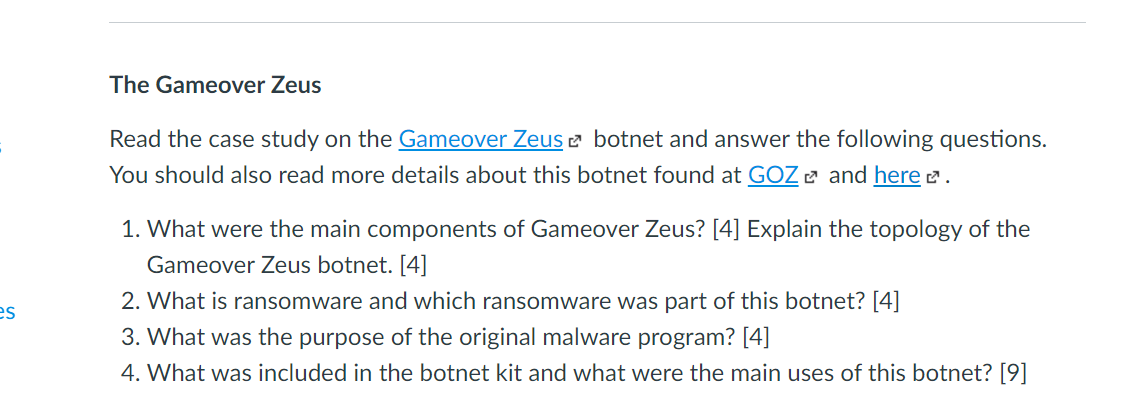 Solved The Gameover Zeus Read the case study on the Gameover | Chegg.com