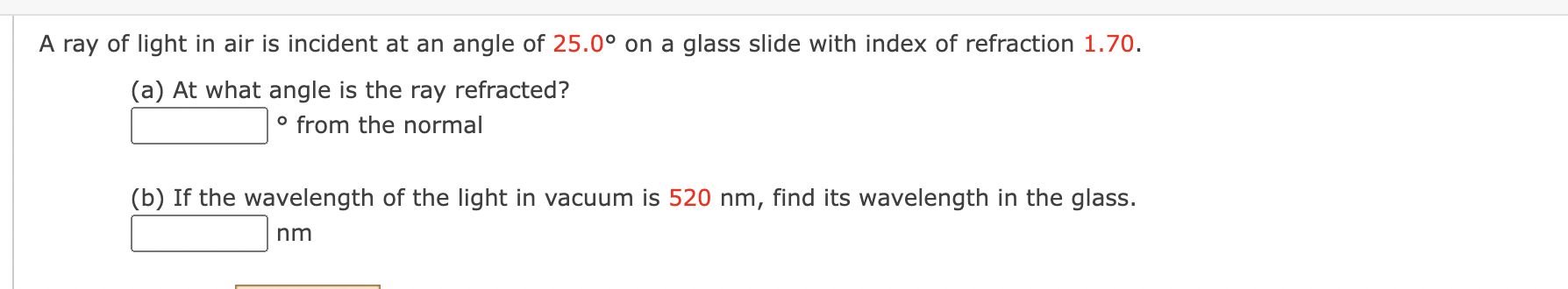 Solved ray of light in air is incident at an angle of 25.0∘ | Chegg.com