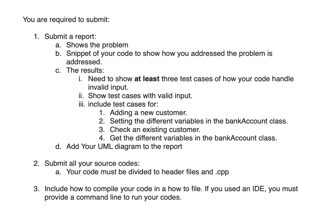 Solved fine the class bankAccount to implement the basic | Chegg.com