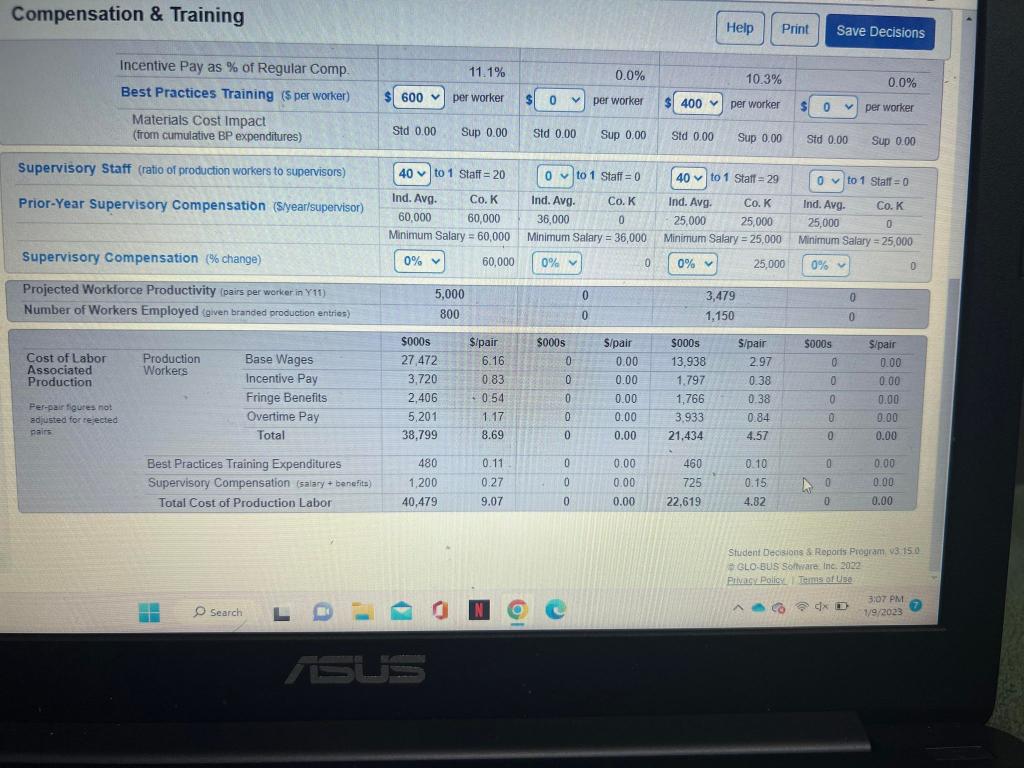 Please help me to correct "Compensation and Training | Chegg.com