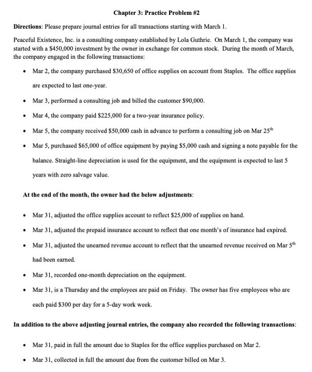 Solved Chapter 3: Practice Problem #2 Directions: Please | Chegg.com