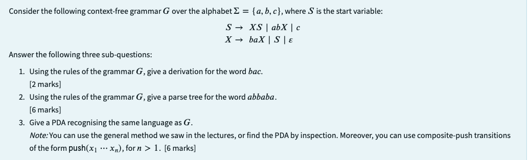 Solved Consider the following context-free grammar \\( G \\) | Chegg.com