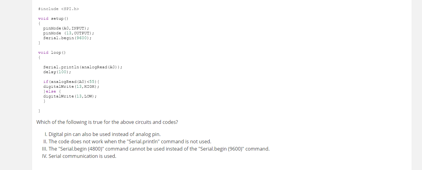 Solved #include void setup() { pinMode (A0, INPUT); | Chegg.com