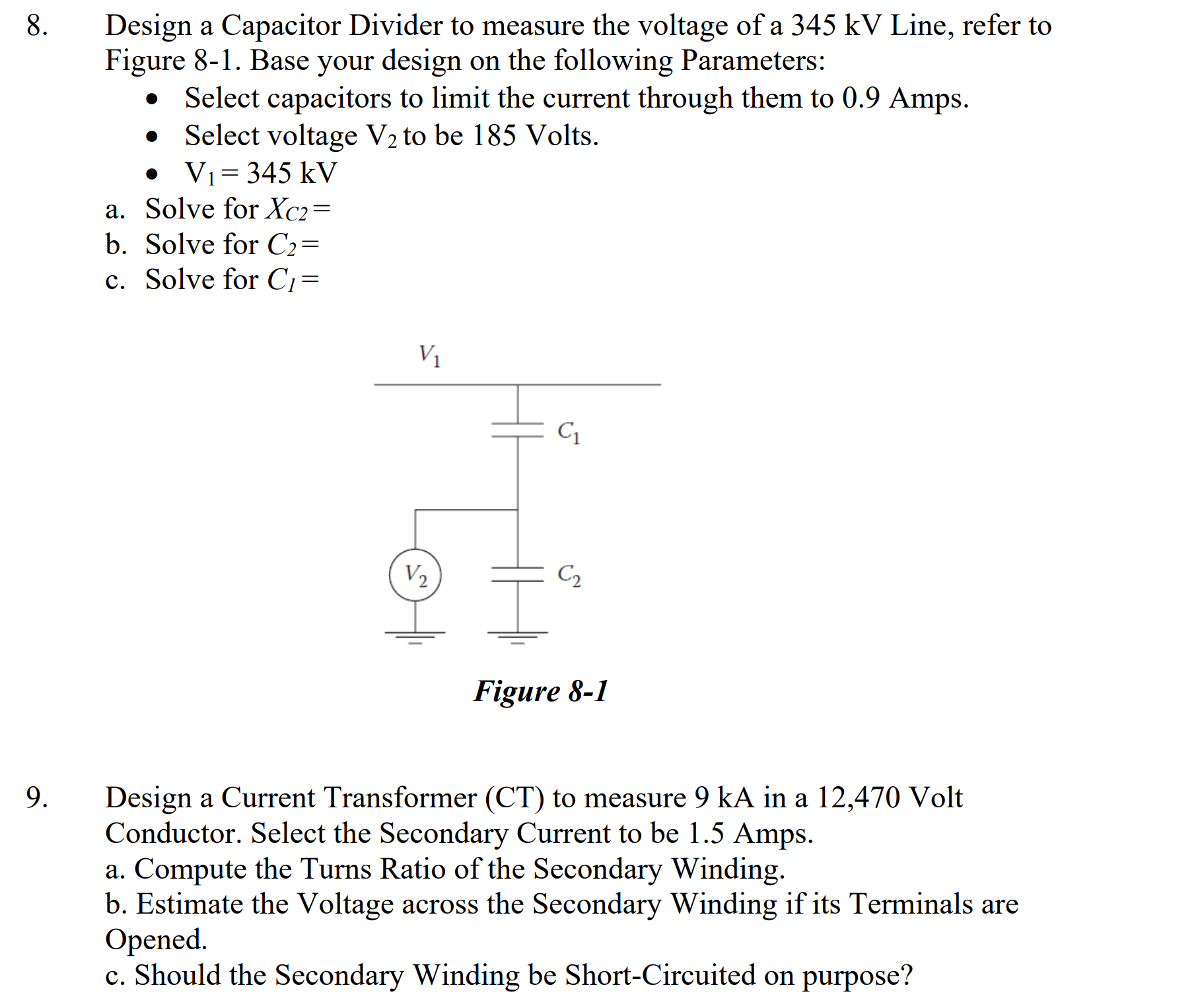 Solved Design A Capacitor Divider To Measure The Voltage Of
