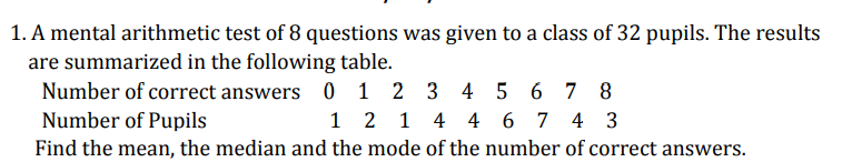 Solved 1. A mental arithmetic test of 8 questions was given | Chegg.com