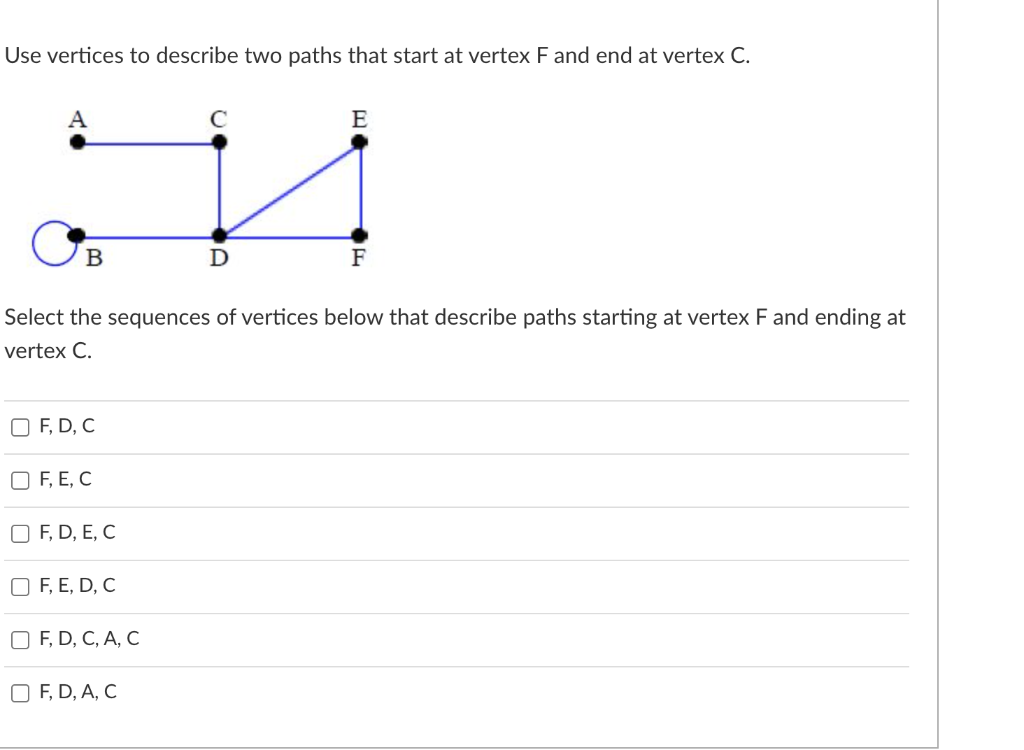 Solved Use vertices to describe two paths that start at | Chegg.com