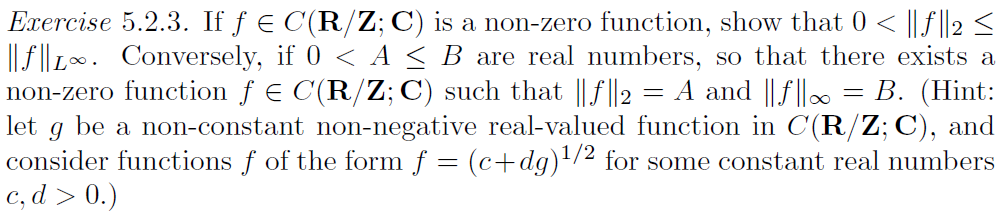 Solved Exercise 5.2.3. If f є c(R/Z: C) is a non-zero | Chegg.com