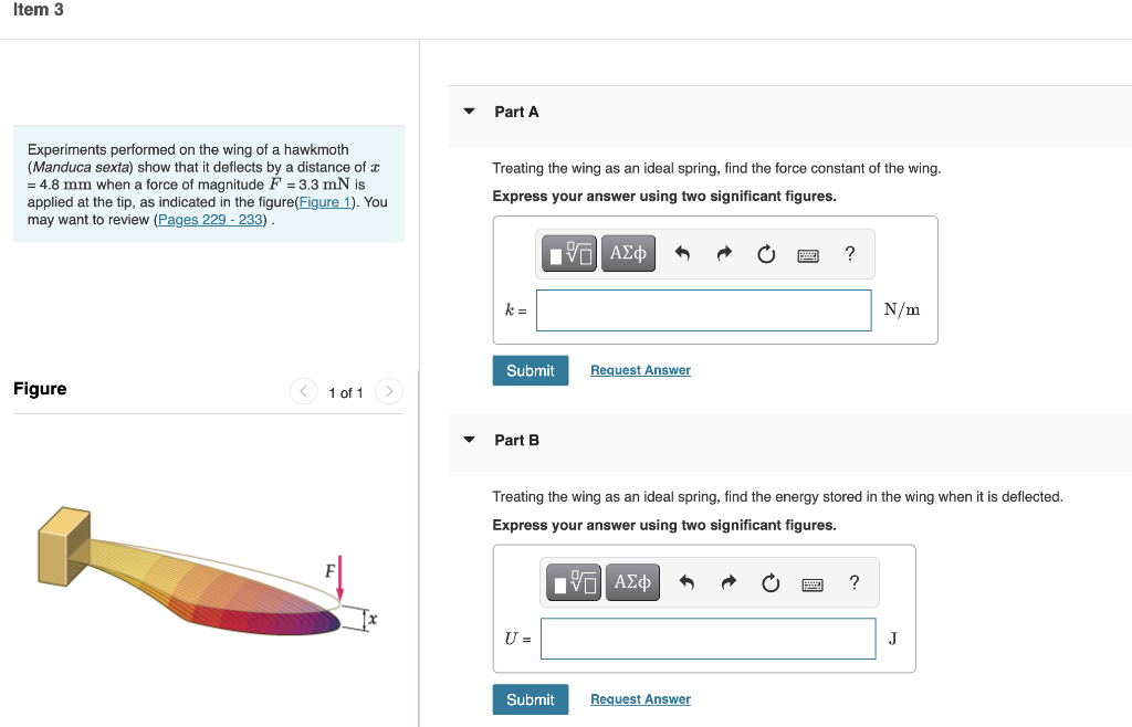 Solved Item 3 Part A Experiments performed on the wing of a | Chegg.com