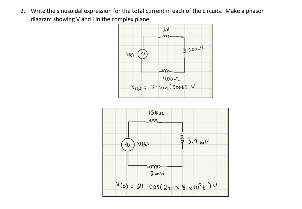 Solved Write the sinusoidal expression for the total current | Chegg.com