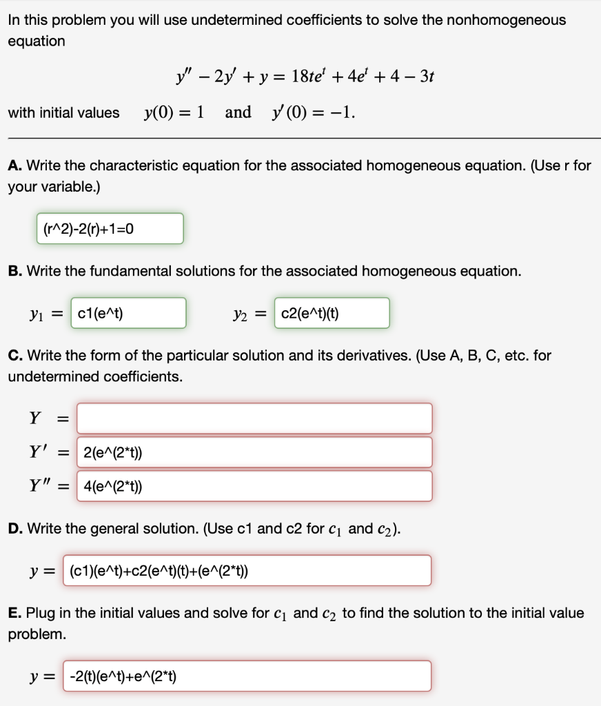 Solved In this problem you will use undetermined | Chegg.com