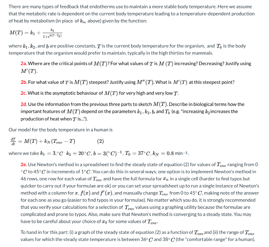 Solved There are many types of feedback that endotherms use | Chegg.com