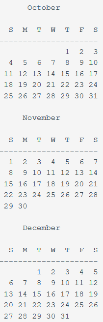 Solved Write a program that prints a calendar for one year, | Chegg.com