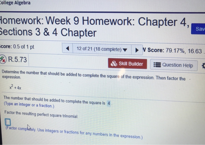 Solved College Algebra Homework: Week 9 Homework: Chapter 4, | Chegg.com