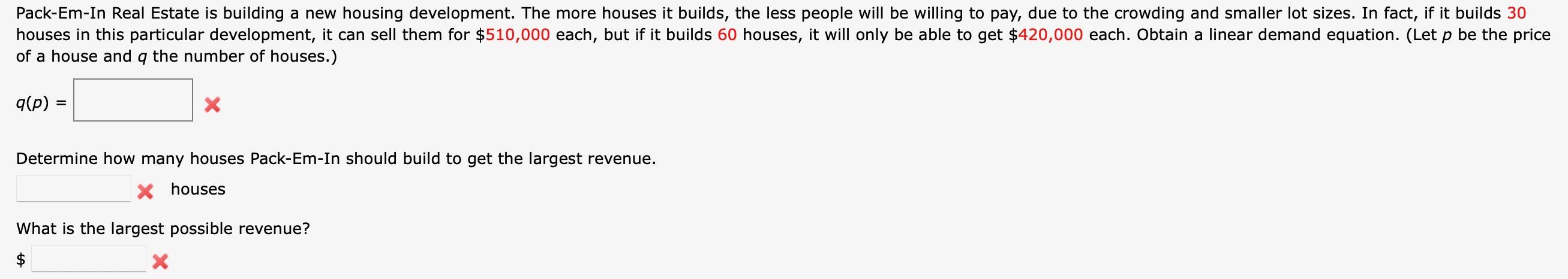 Solved Pack-Em-In Real Estate is building a new housing | Chegg.com