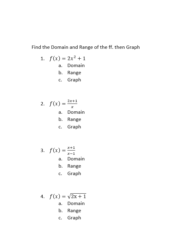 Solved Find the Domain and Range of the following and please | Chegg.com
