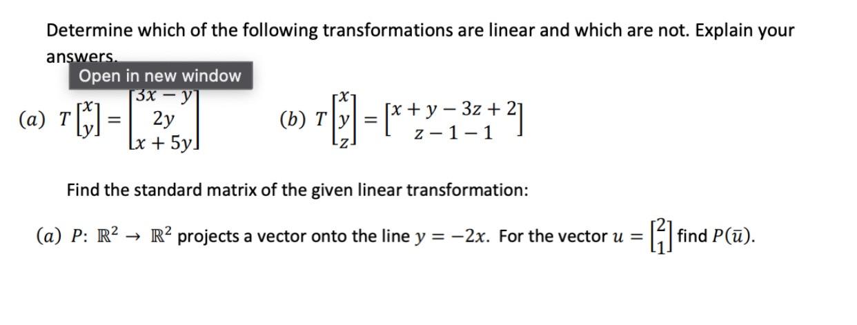 Solved Determine which of the following transformations are | Chegg.com
