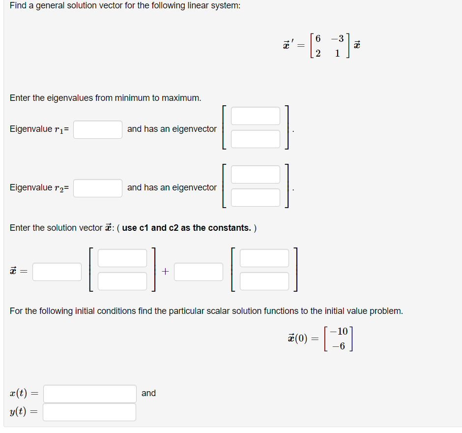Solved Find a general solution vector for the following | Chegg.com