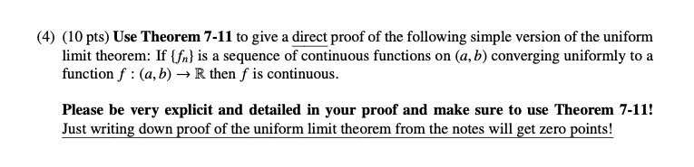 Solved (4) (10 pts) Use Theorem 7-11 to give a direct proof | Chegg.com