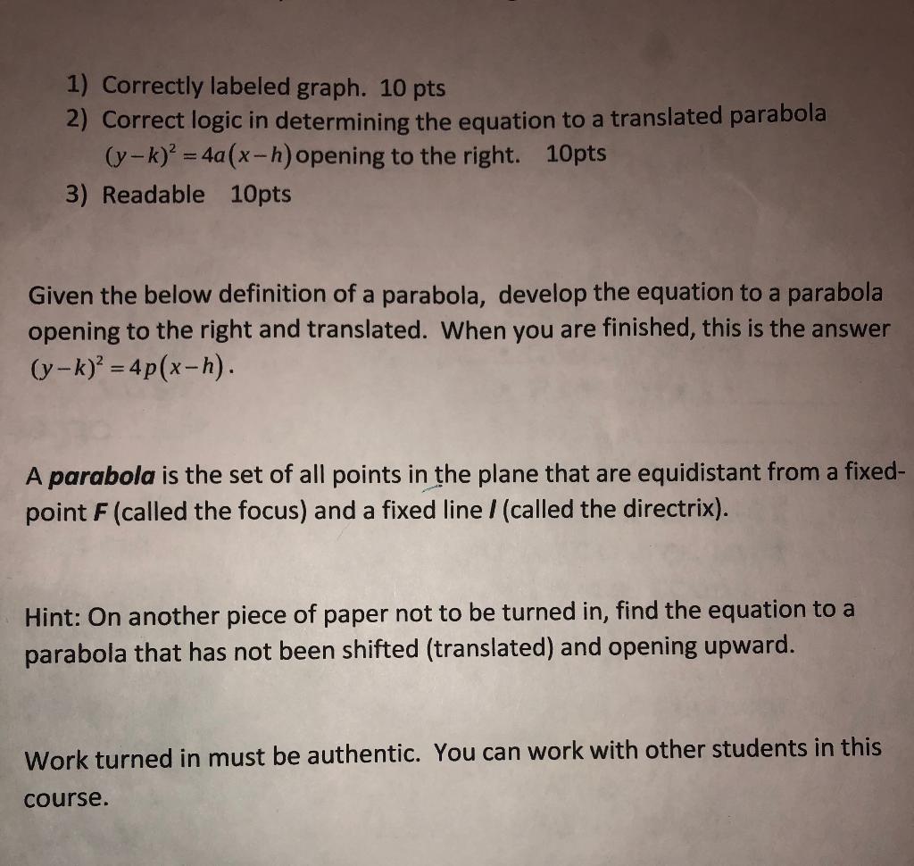 Solved 1) Correctly labeled graph. 10 pts 2) Correct logic | Chegg.com