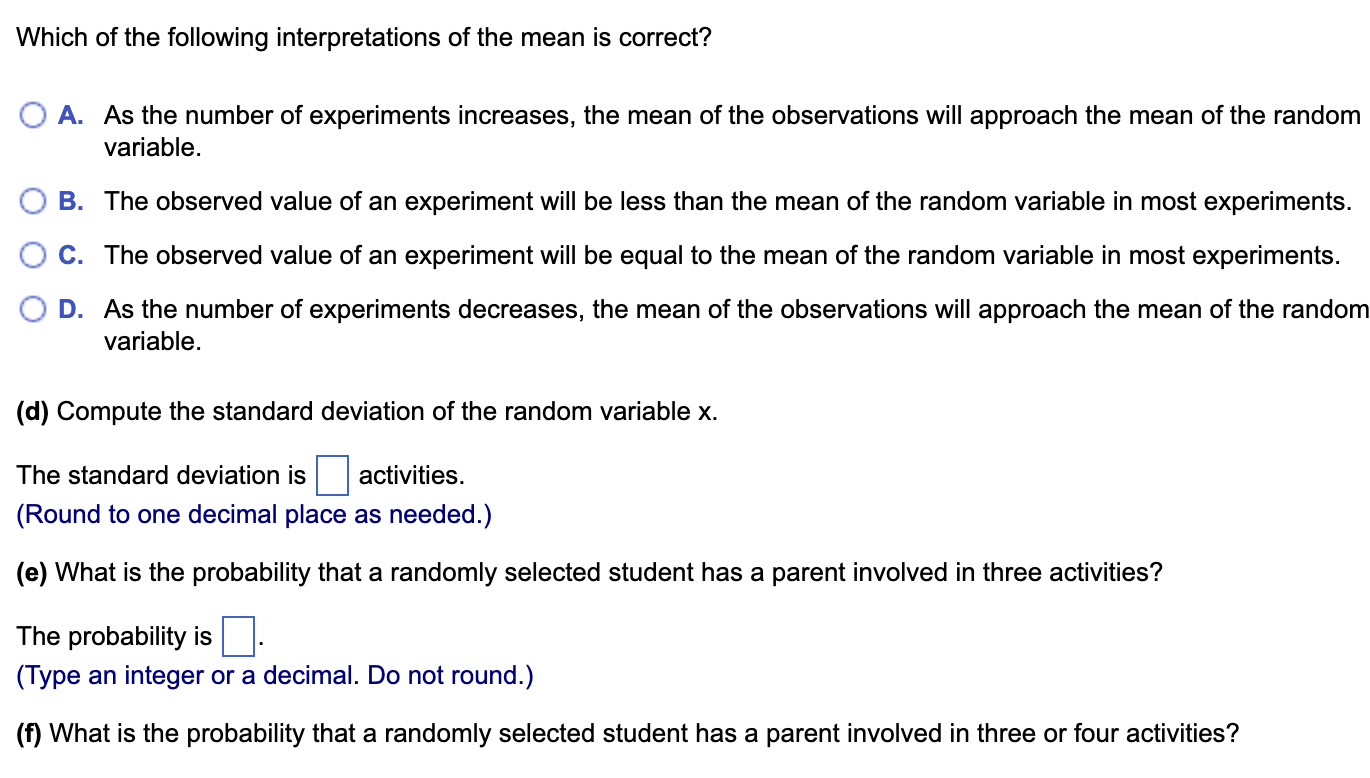 Solved In the following probability distribution, the random | Chegg.com