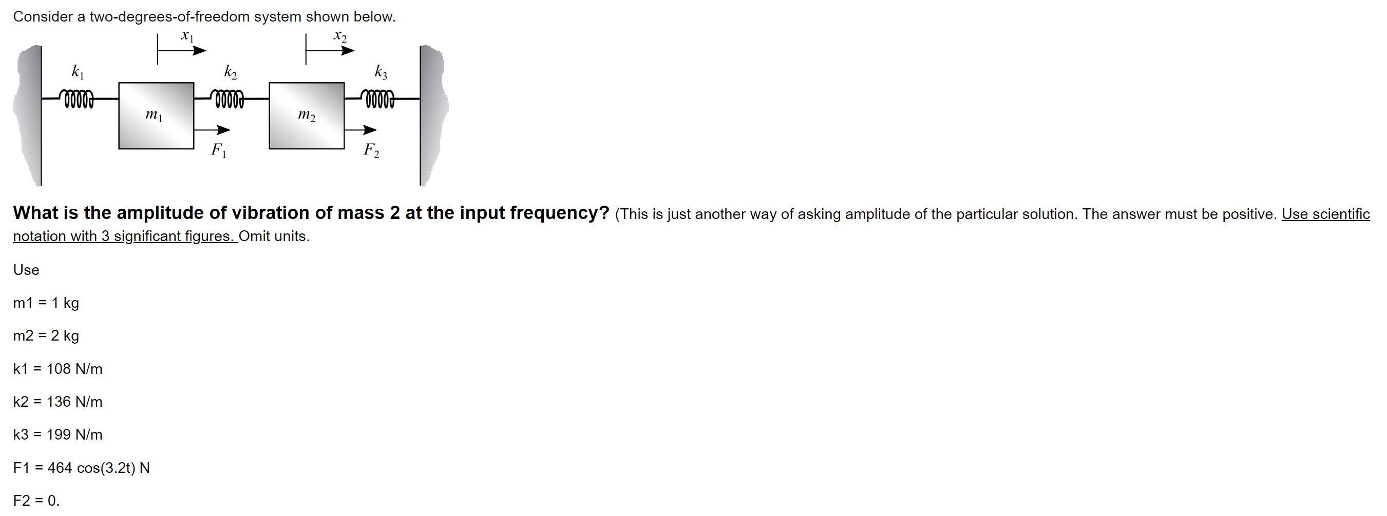 Solved Consider a two-degrees-of-freedom system shown below. | Chegg.com