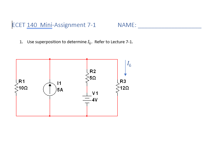 Solved ECET 140 Mini-Assignment 7-1 NAME: 1. Use | Chegg.com