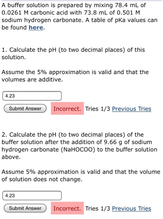 Solved A buffer solution is prepared by mixing 78.4 mL of | Chegg.com