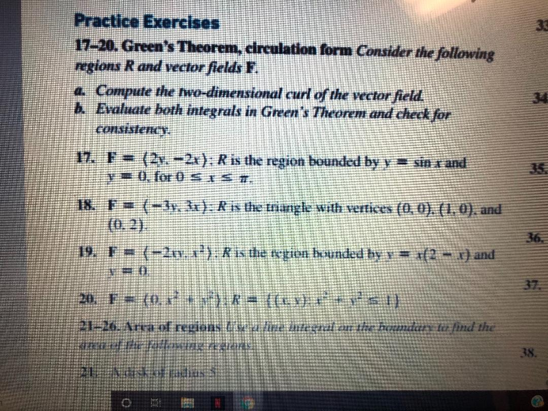 Solved Practice Exercises 17–20. Green's Theorem, | Chegg.com