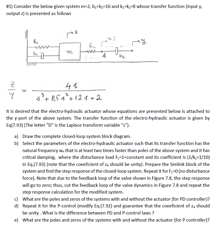 Solved \#1) Consider the below given system m=2,b1=b2=16 and | Chegg.com