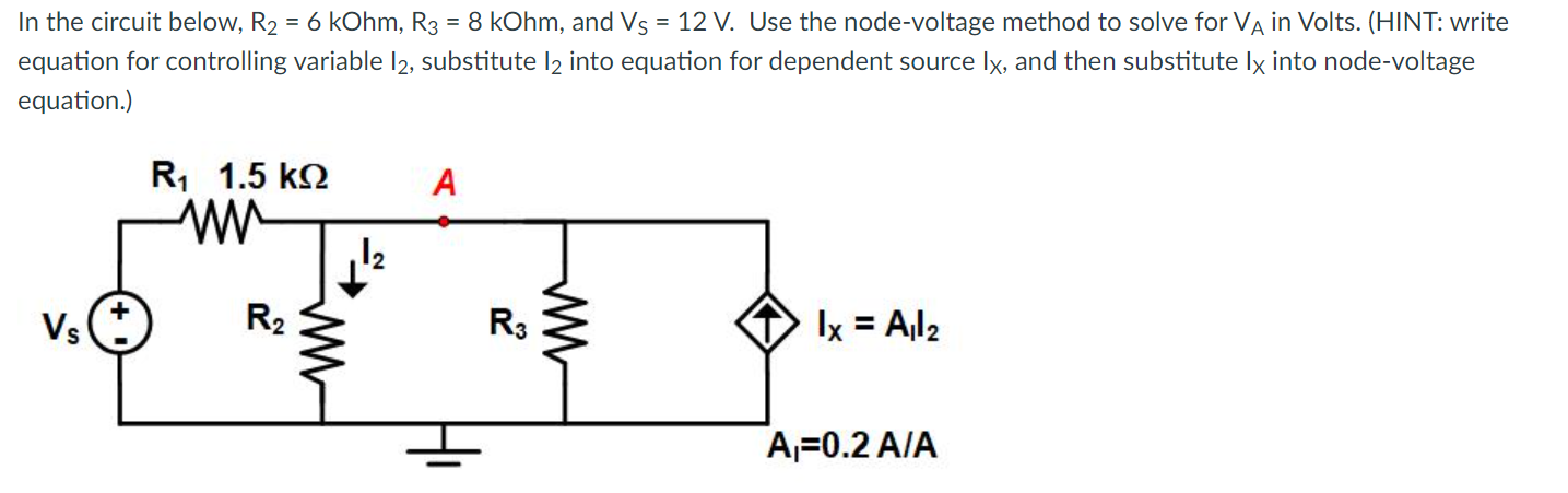 Solved In the circuit below, R2=6kOhm,R3=8kOhm, and VS=12 V. | Chegg.com