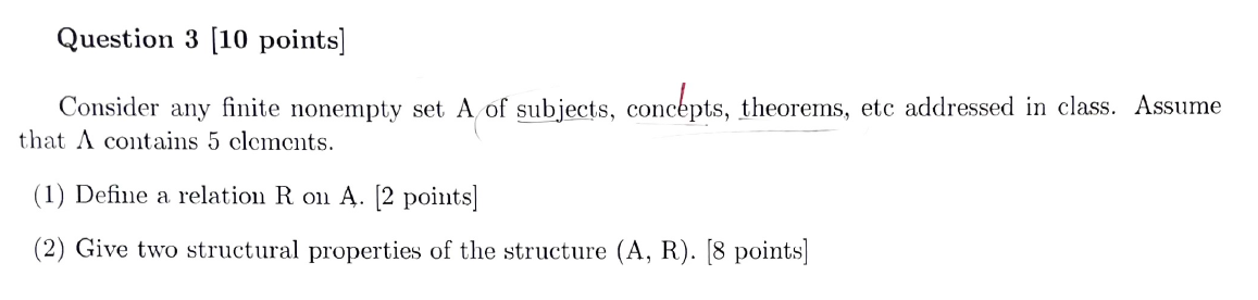 Solved Consider any finite nonempty set A of subjects, | Chegg.com