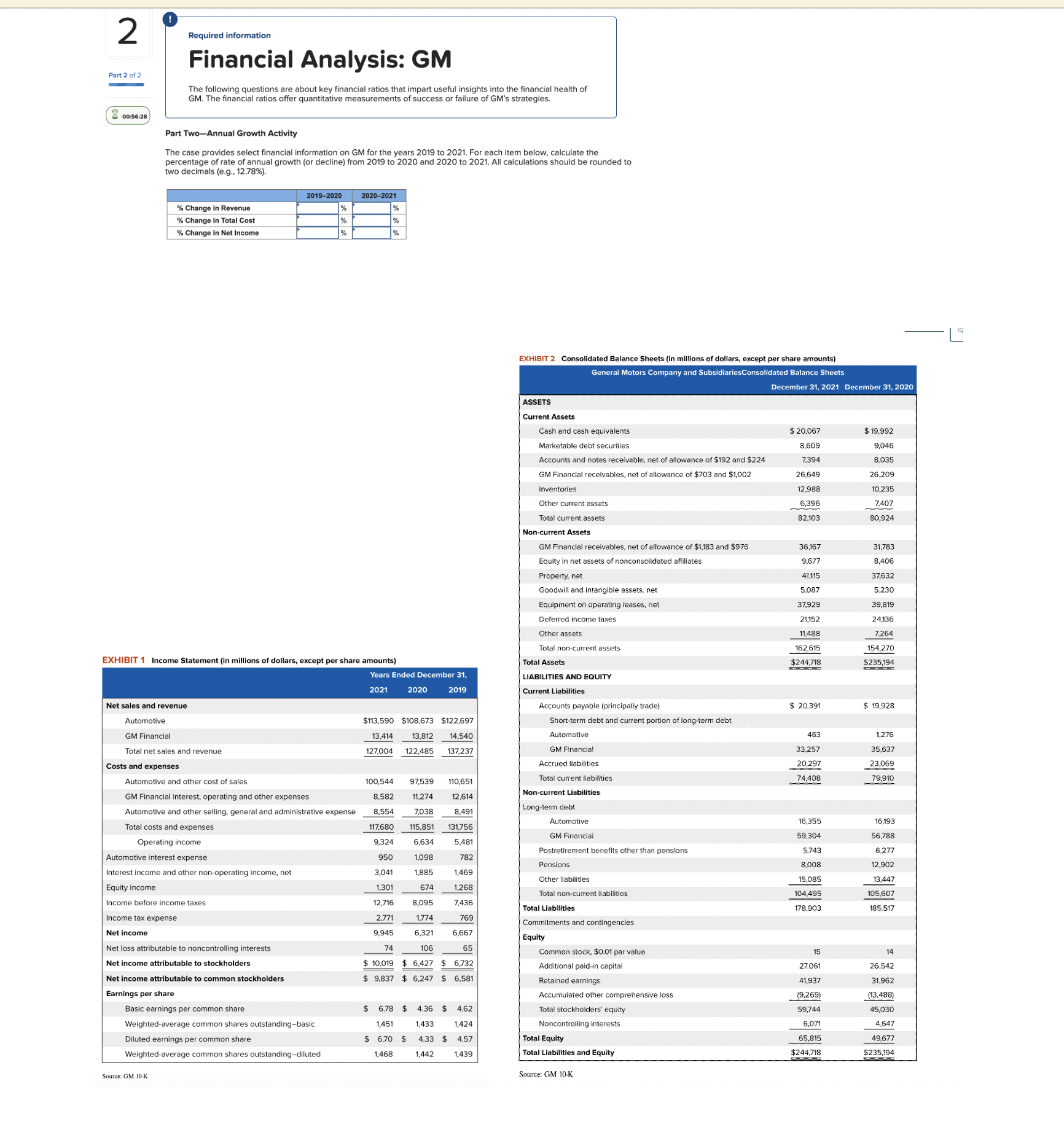 Solved 2 Required information Financial Analysis: GM The | Chegg.com