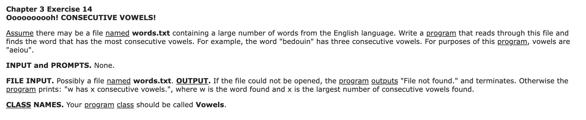 Solved Chapter 3 Exercise 14 Oooooooooh! CONSECUTIVE VOWELS! | Chegg.com