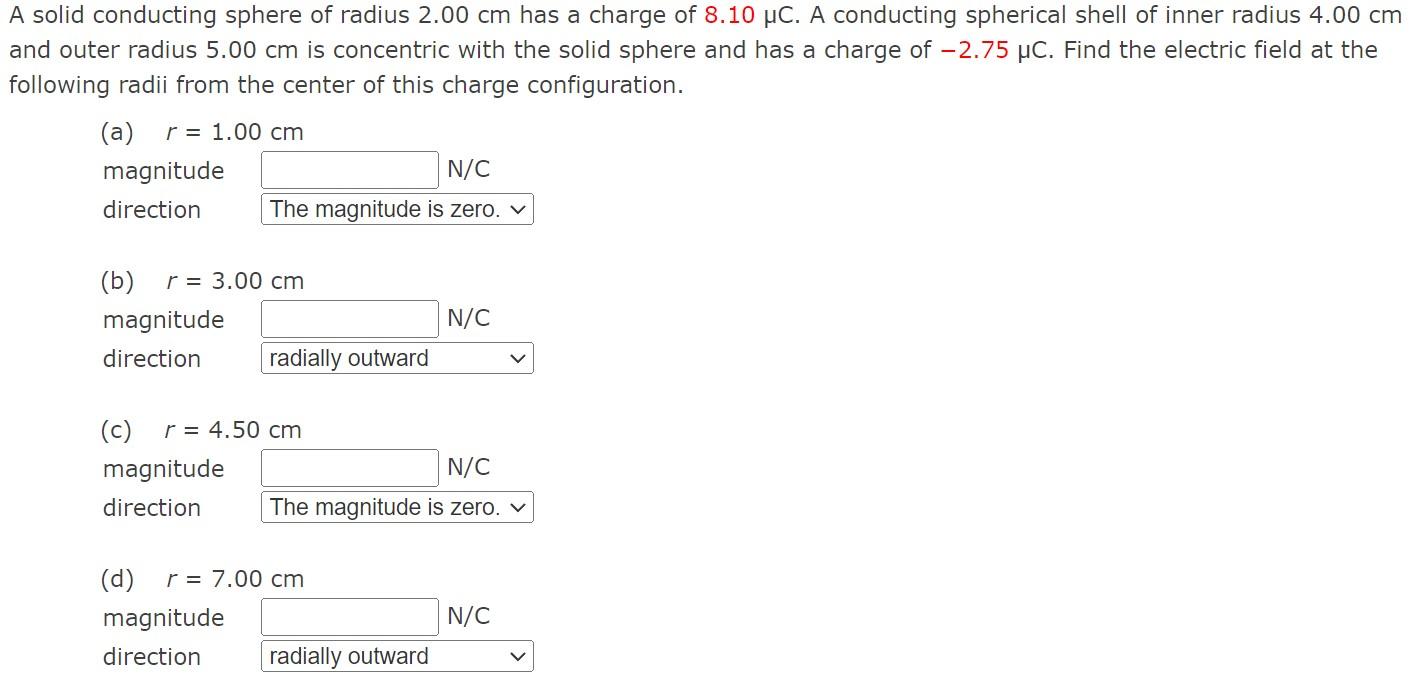 Solved A solid conducting sphere of radius 2.00 cm has a | Chegg.com