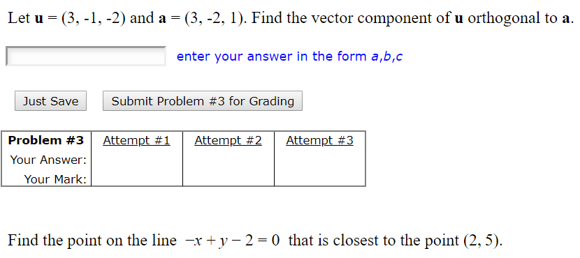 Solved Let u (3, -1, -2) and a (3, -2, 1). Find the vector | Chegg.com Solved Let u (3, -1, -2) and a (3, -2, 1). Find the vector | Chegg.com